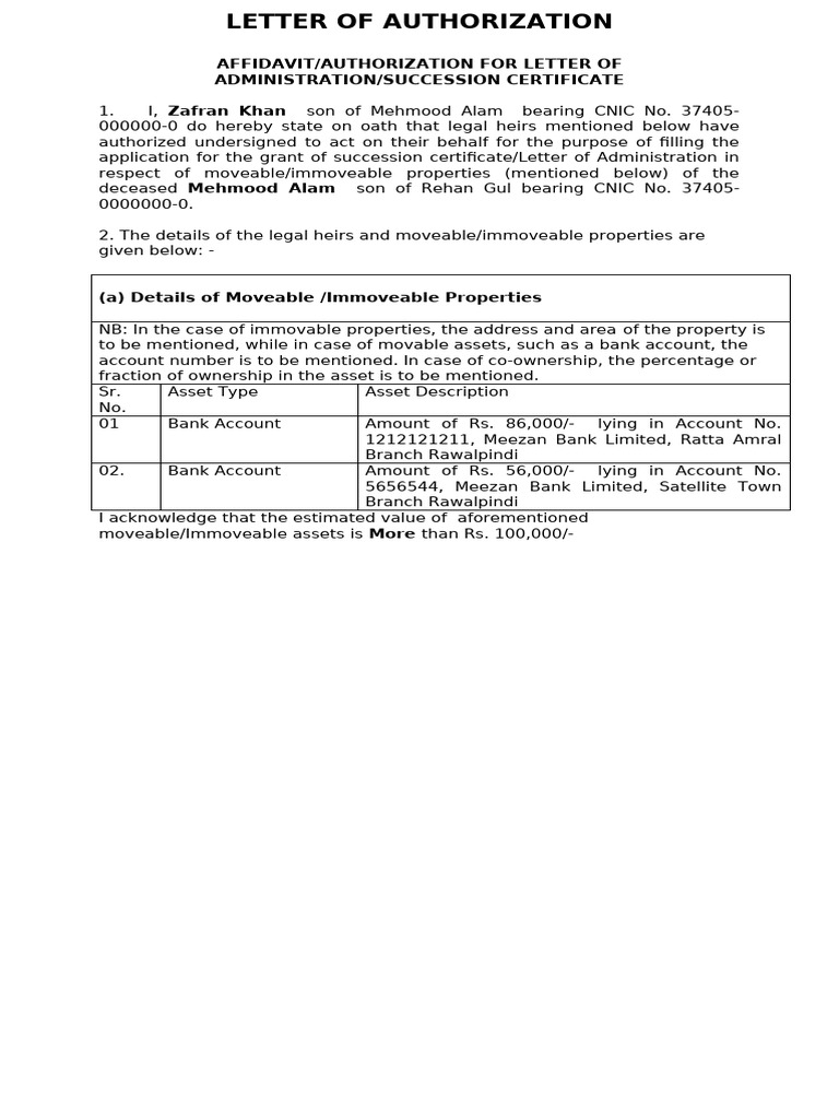 Affidavit for Succession Certificate | PDF | Civil Law (Common Law)