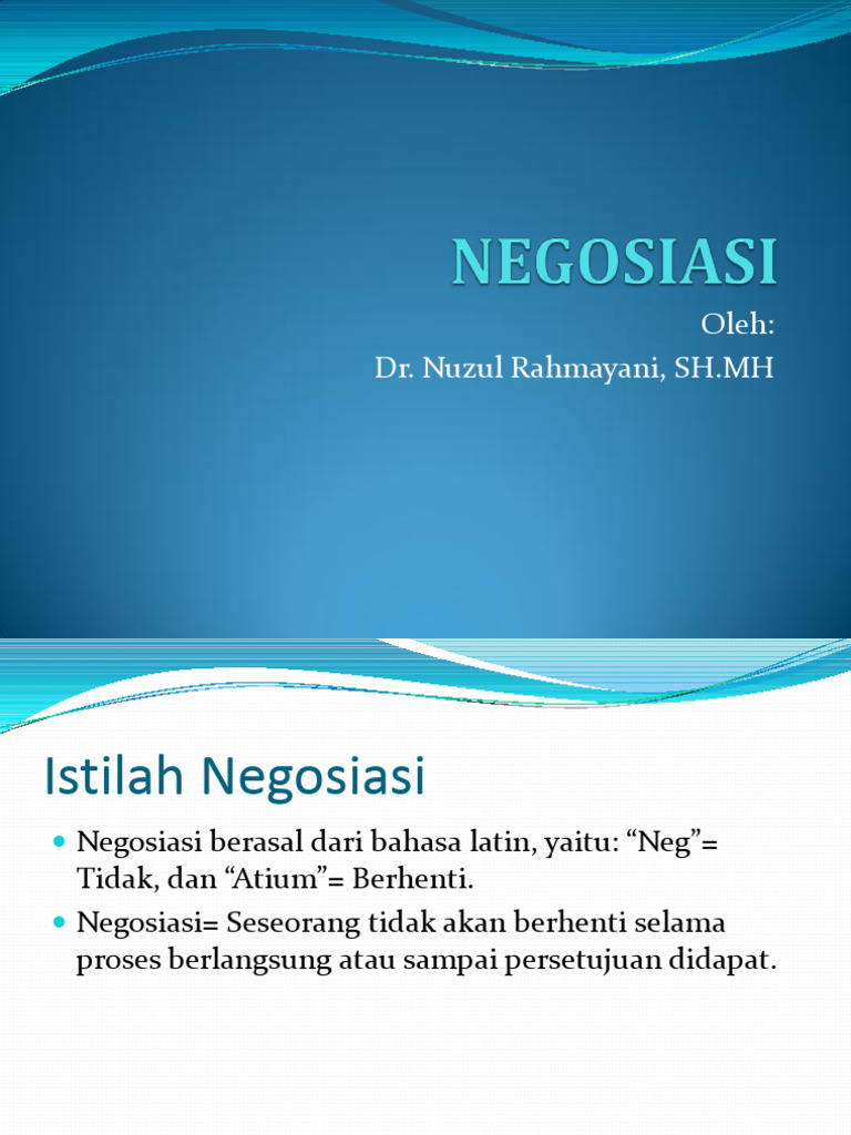 Pengertian dan Proses Negosiasi Efektif | PDF