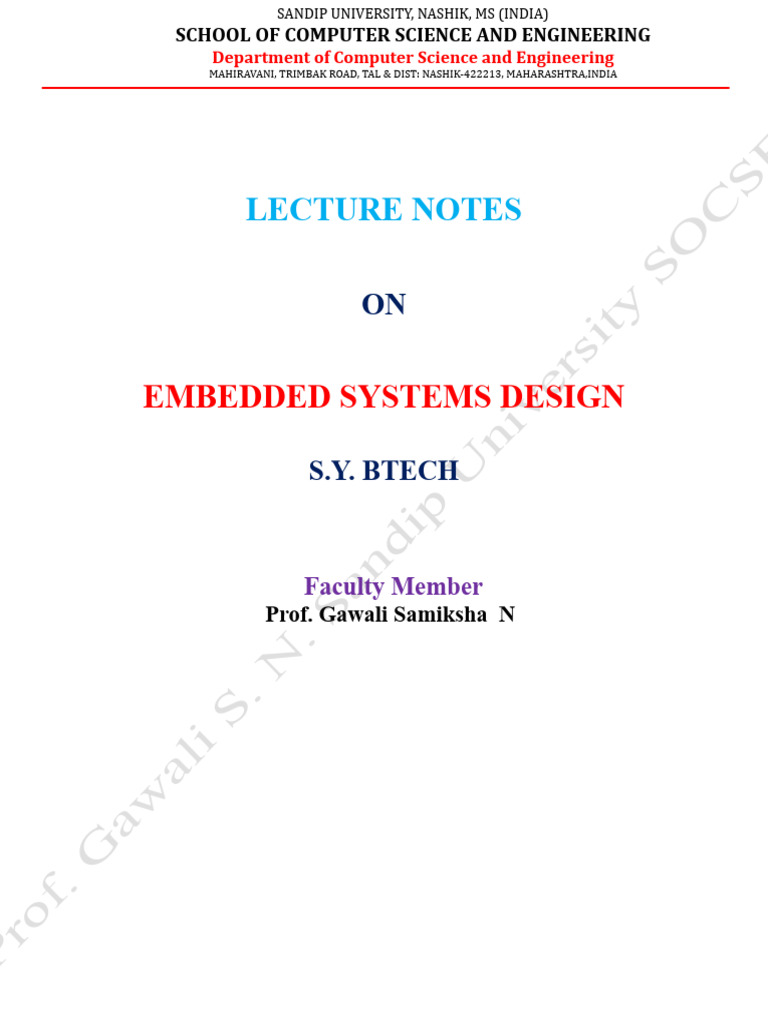Embedded Systems Design Notes All | PDF | Embedded System | System On A ...