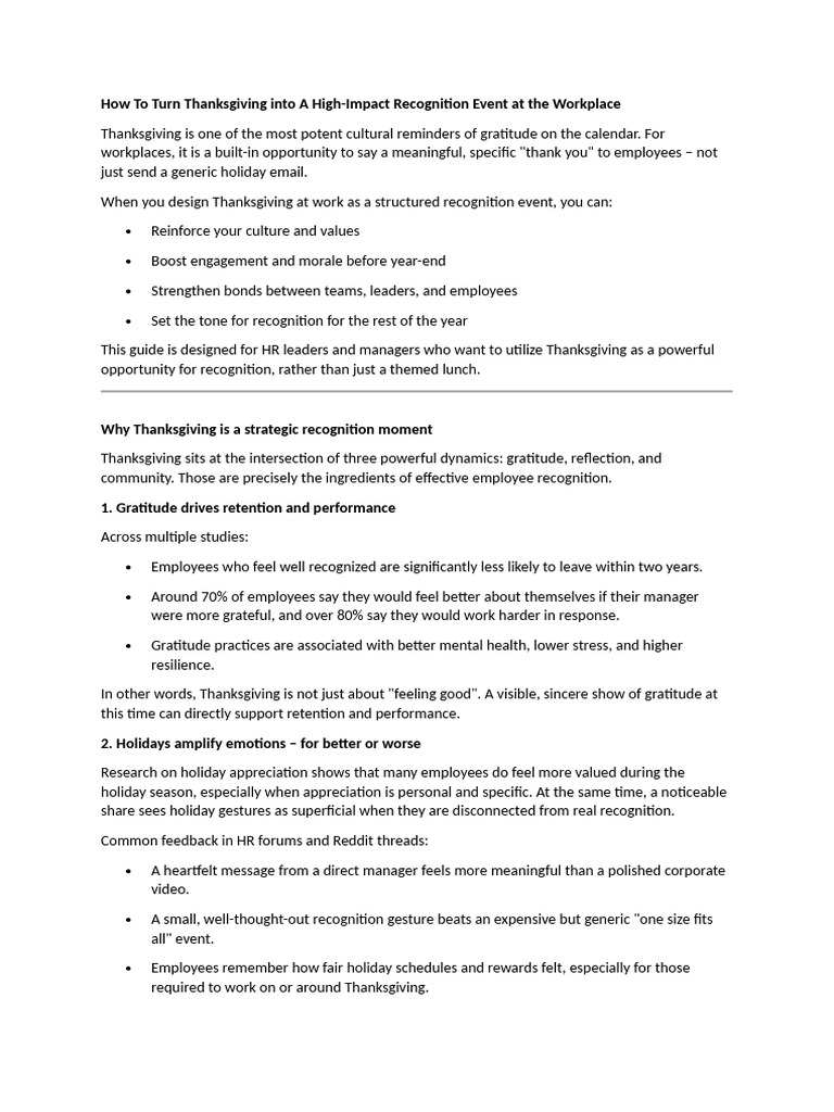 How To Turn Thanksgiving Into A High-Impact Recognition Event at The ...