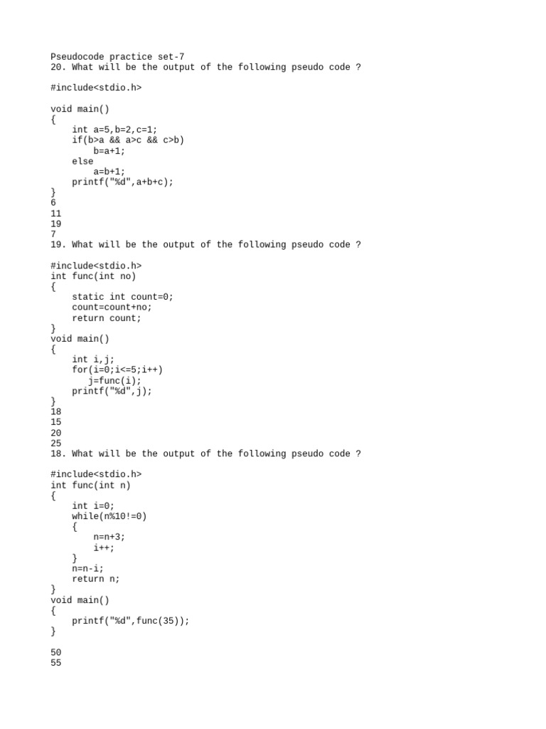 Pseudocode Practice Set-7 | PDF | Theoretical Computer Science ...