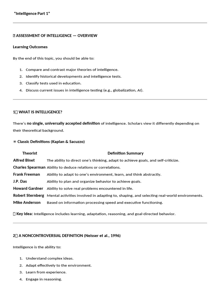 P.a (Intelligence Part 1&2) | PDF | Intelligence Quotient | Wechsler Adult Intelligence Scale