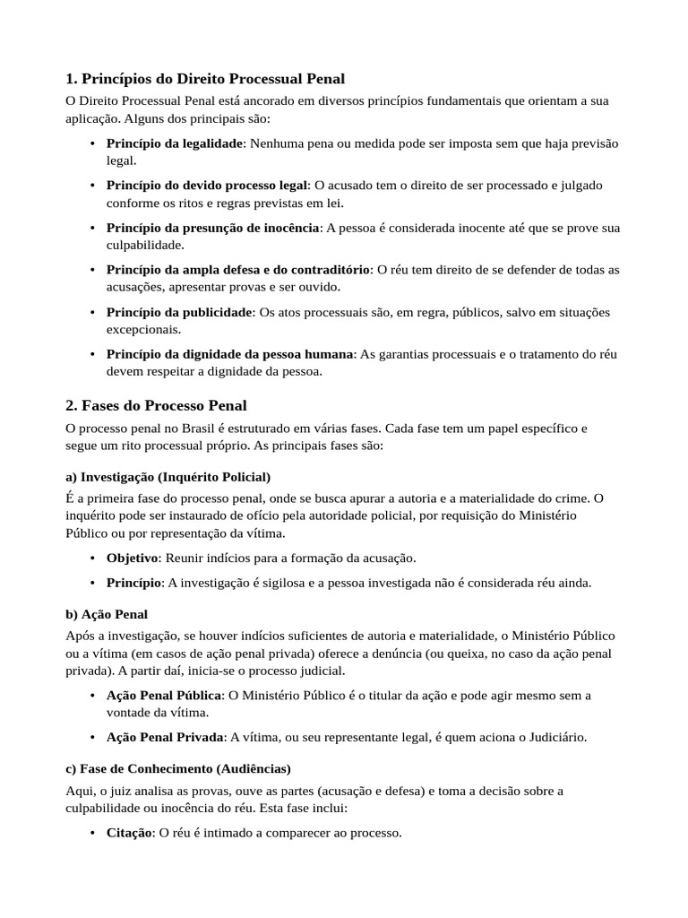 Princípios e Fases do Processo Penal | PDF | Sentença (jurídico) | Réu