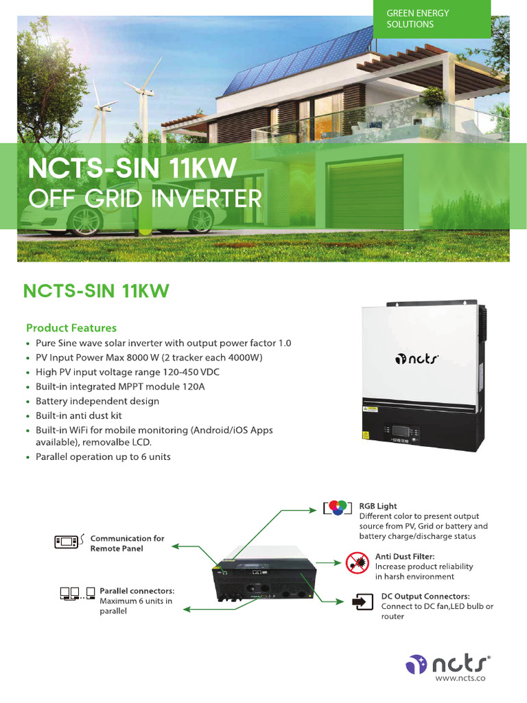 Ncts Sin11kw Inverter Data Sheet 2 | PDF | Power Inverter | Power Engineering