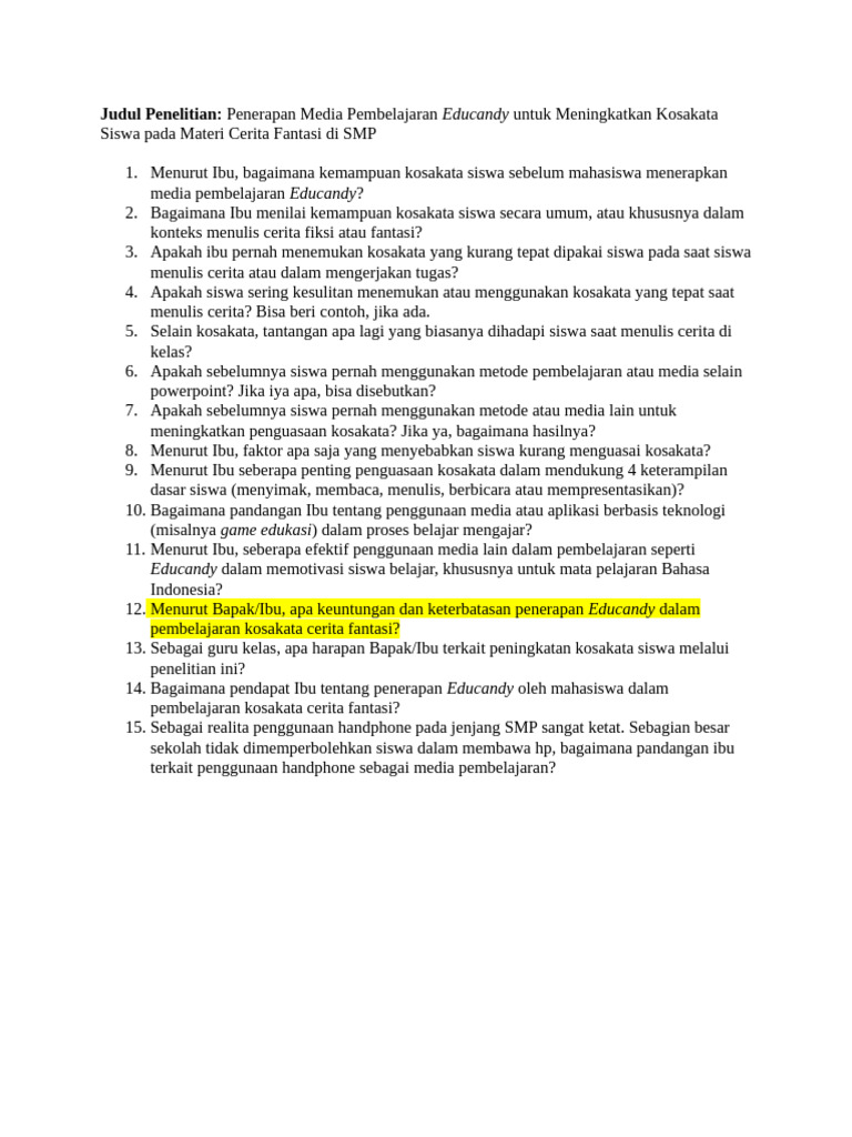 Meningkatkan Kosakata Siswa dengan Educandy | PDF
