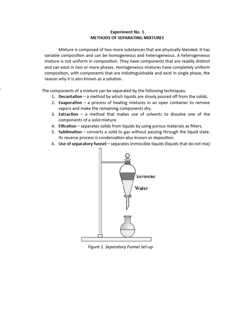Chem 1 Lab Experiment 1 | PDF | Mixture | Filtration