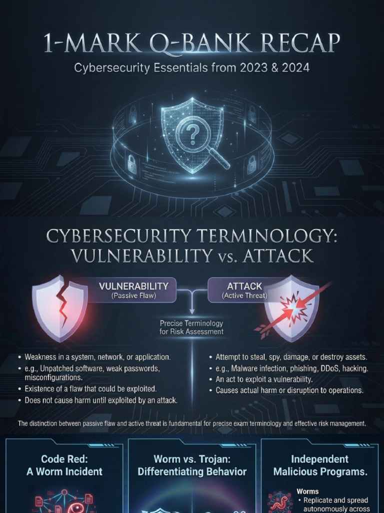 MAKAUT BTech CSE 7th Semester Cybersecurity 2023-2024: 1 Mark Questions and Answers. | PDF