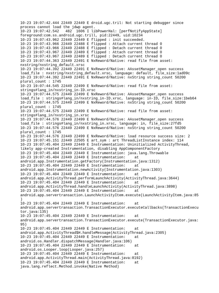 Debugging Errors in Android App Logs | PDF | Parameter (Computer ...