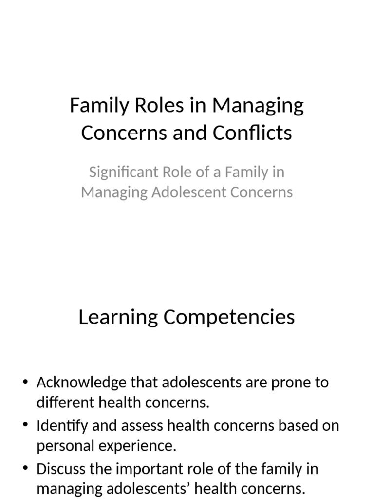 Family Roles in Managing Adolescent Concerns | PDF