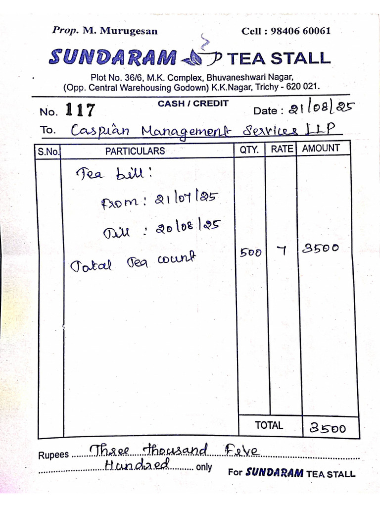 Aug Tea Bill | PDF