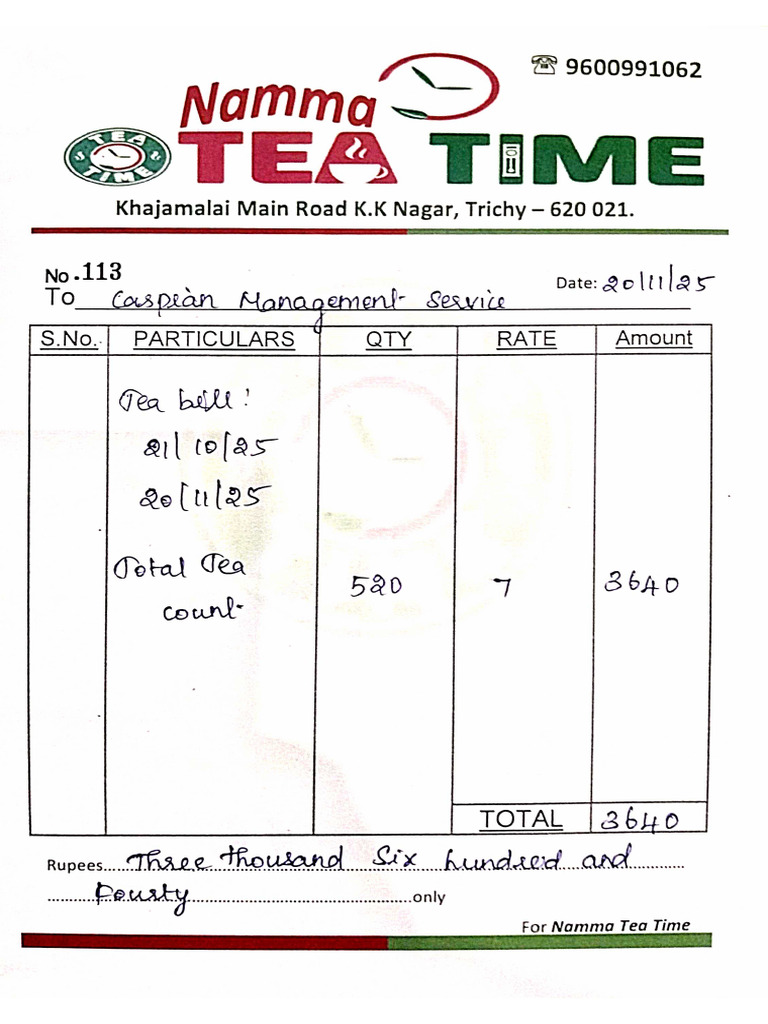 Tea Bill 20:11:25 | PDF