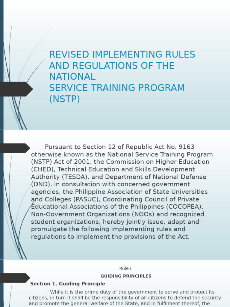 Revised Implementing Rules and Regulations of the National | PDF | Cadet | Expense