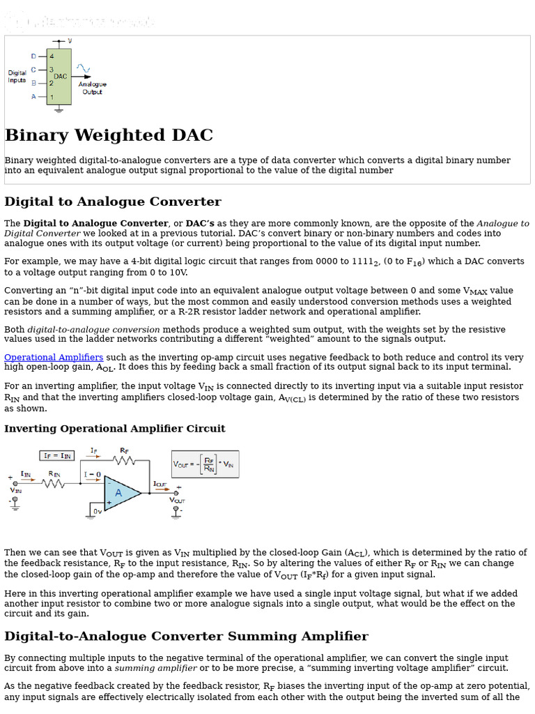 DAC | PDF | Amplifier | Operational Amplifier