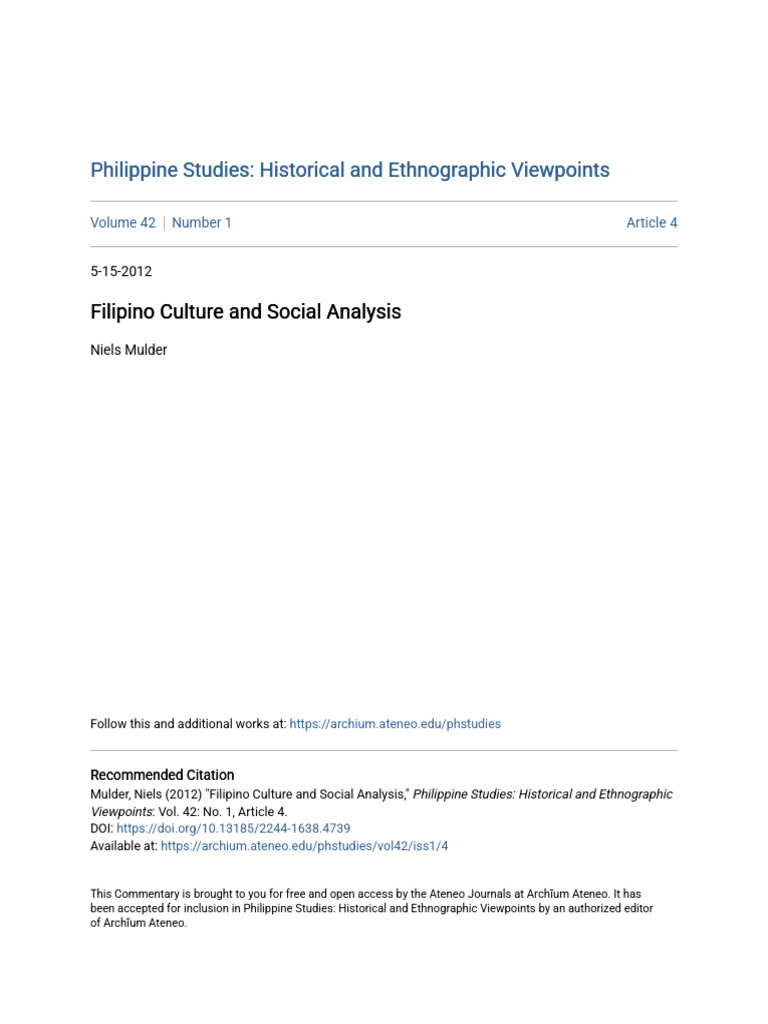 Filipino Culture and Social Analysis | PDF | Gender | Gender Studies