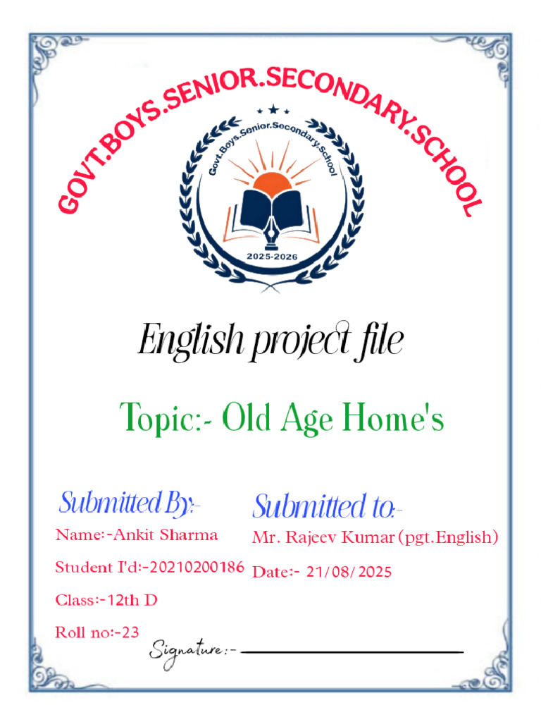 English Project File Cover Page | PDF