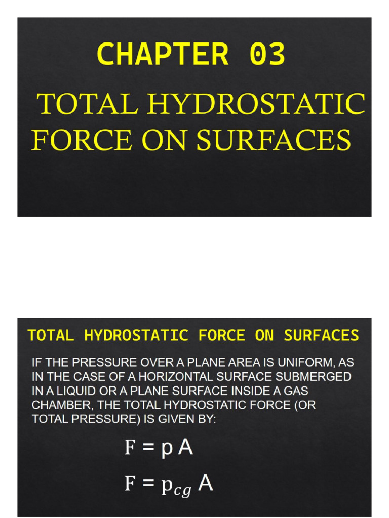 Chapter 03 Total Hydrostatic Force On Surfaces | PDF