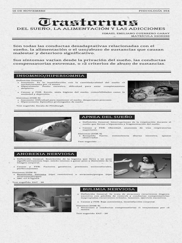 Trastornos Del Sueño, La Alimentación y Las Adicciones | PDF ...