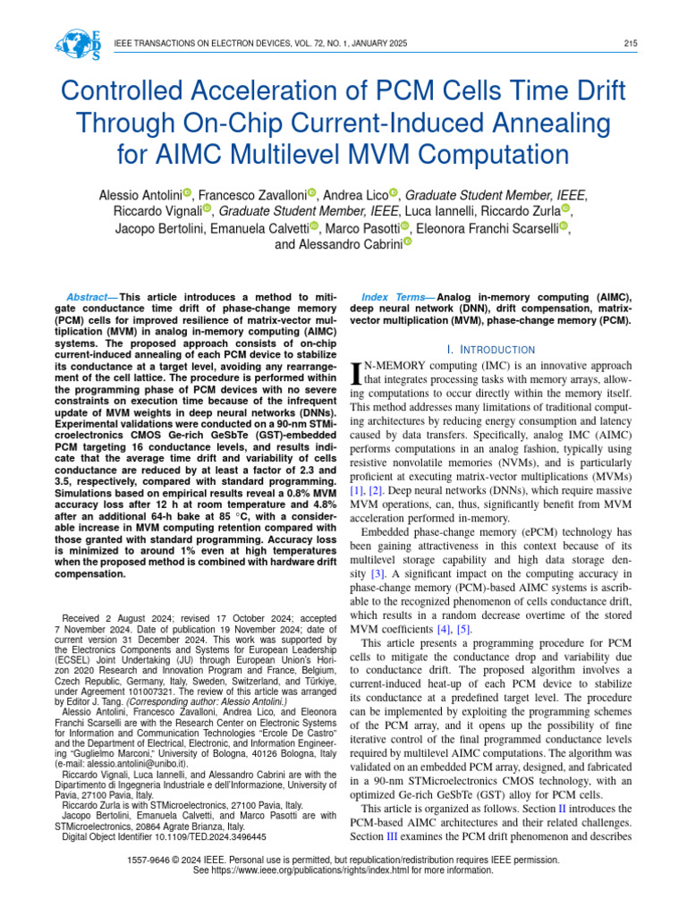 Controlled Acceleration of PCM Cells Time Drift Through On-Chip Current-Induced Annealing For ...