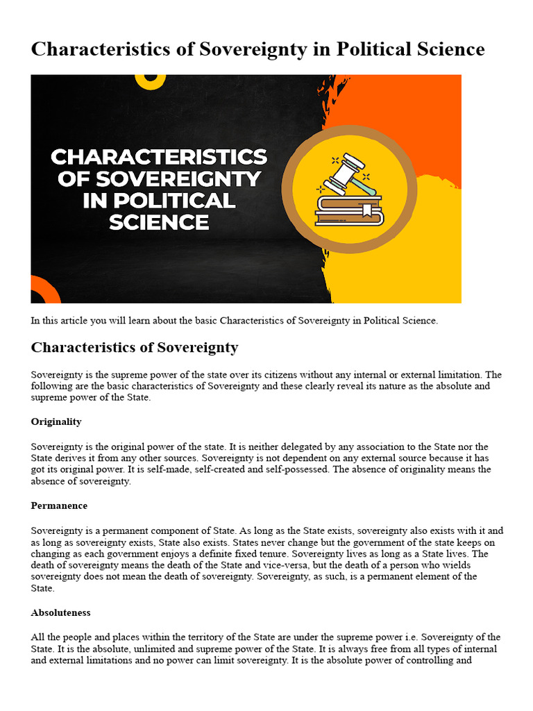 Key Characteristics of Sovereignty Explained | PDF | Sovereignty
