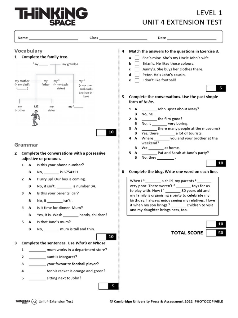 A2 Level Unit 4 Extension Test | PDF | Linguistic Typology | Languages