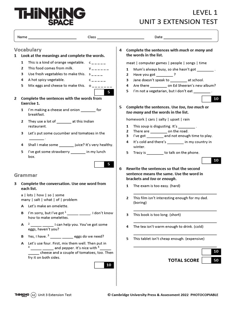 A2 Level Unit 3 Extension Test | PDF | Cuisine | Foods