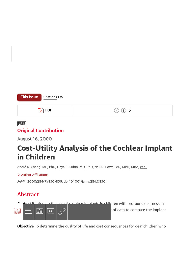 Cost-Utility Analysis of The Cochlear Implant in Children - Cochlear ...