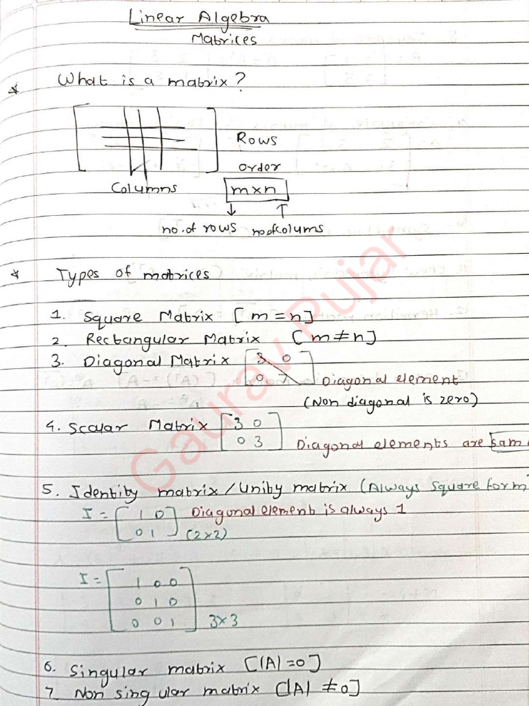 Linear Algebra (Matrices) | PDF