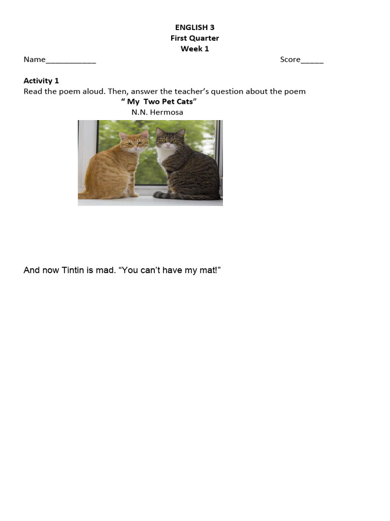 Activity Sheets-Week 1 (All Subjects) .Gr.3-Bonifacio | PDF