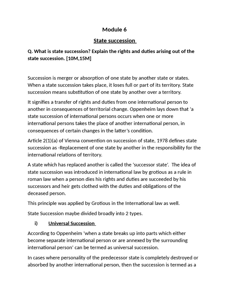 Understanding State Succession Rights and Duties | PDF | Nationality ...