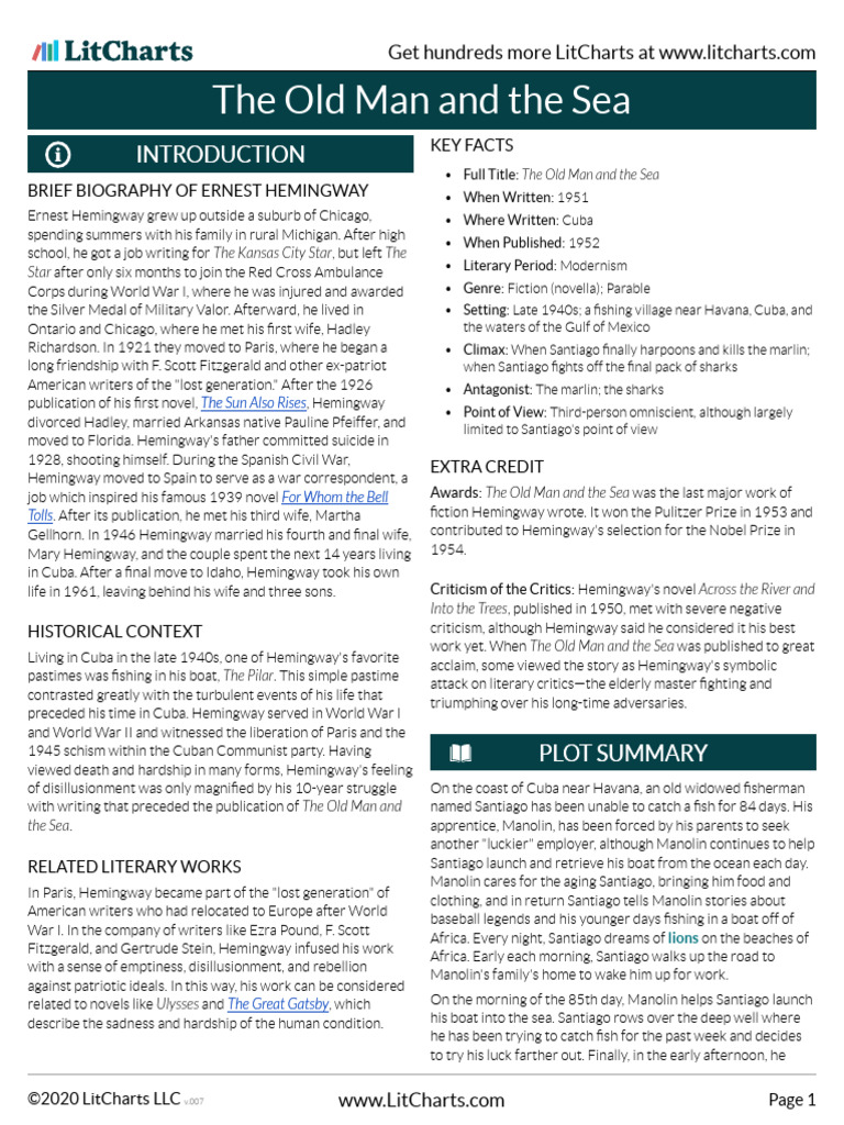 Hemingway's Life and The Old Man and the Sea | PDF | Ernest Hemingway