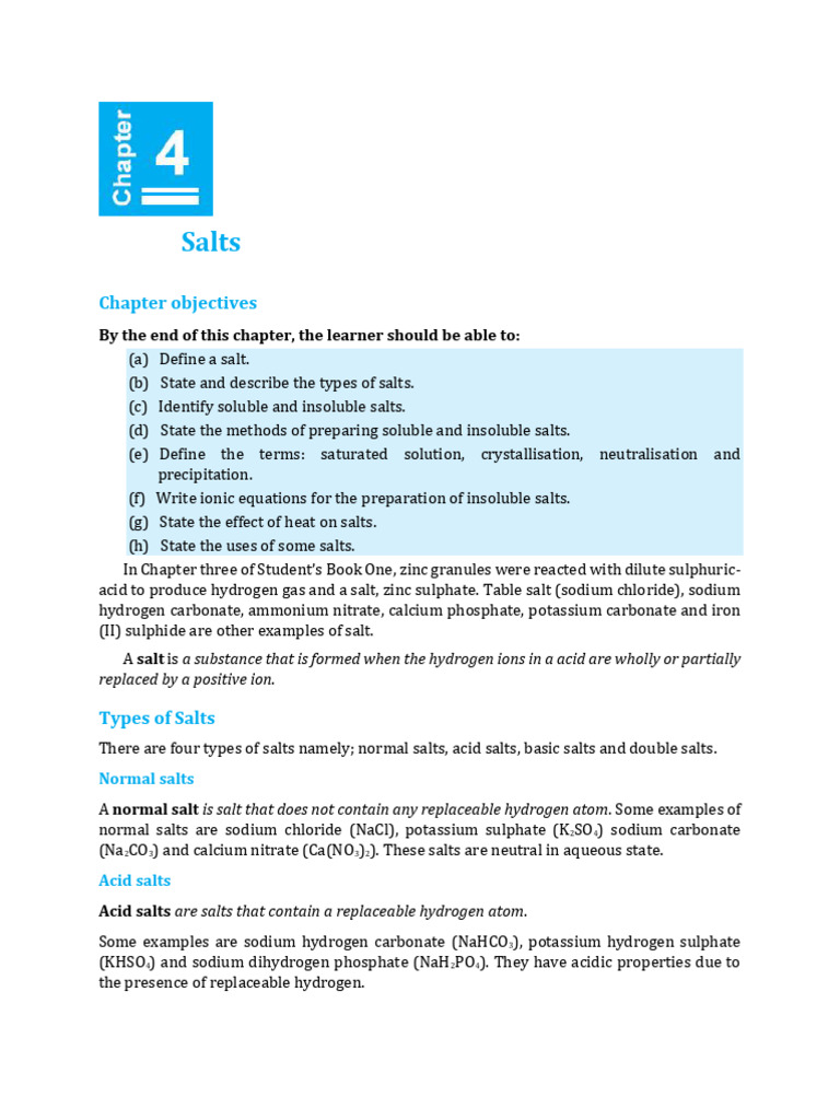 4.Set1 v2 Form 2.4.Salts | PDF | Salt (Chemistry) | Hydroxide