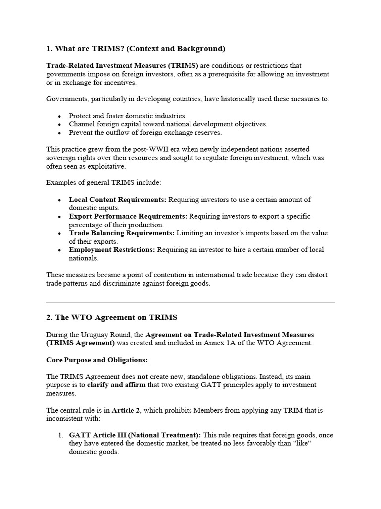 Trims | PDF | World Trade Organization | General Agreement On Tariffs ...