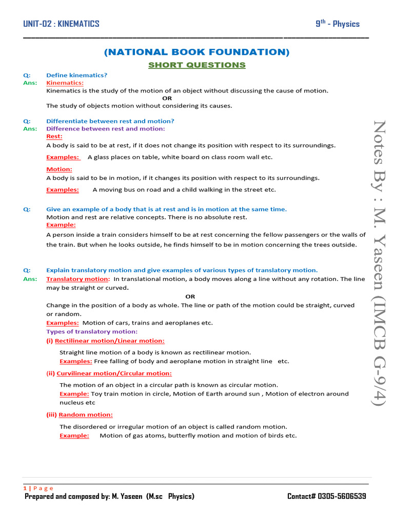 9th Physics Unit-02 Complete Notes (Conceptual - Numericals Questios ...