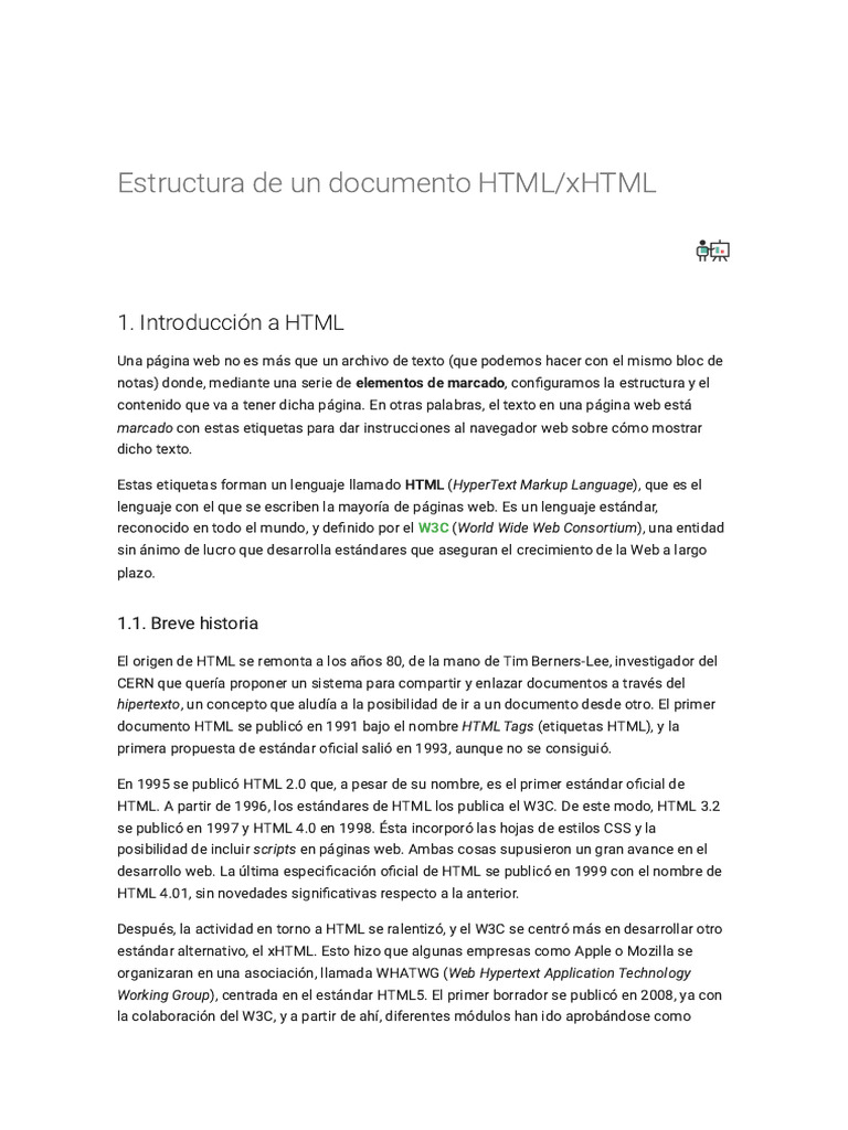 Estructura de un documento HTML | PDF | HTML | Xml