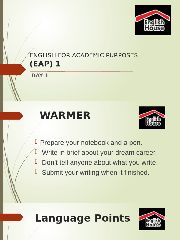 EAP 1 day 1 | PDF