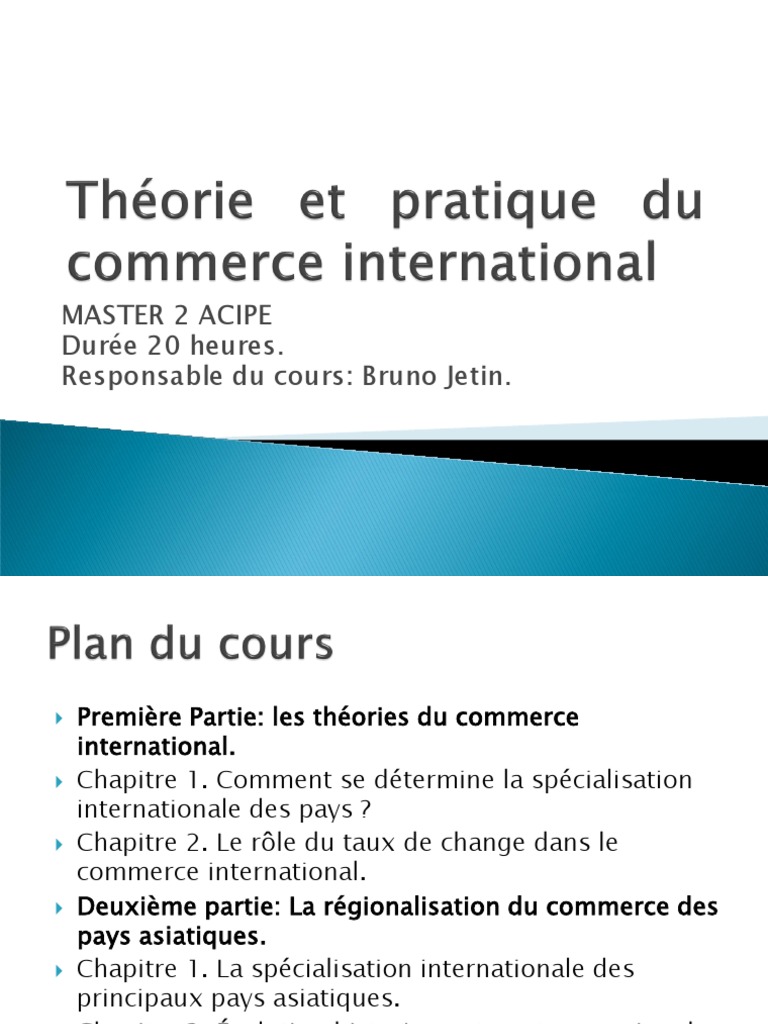 Théories du Commerce International | PDF | Avantage comparatif | Parité ...