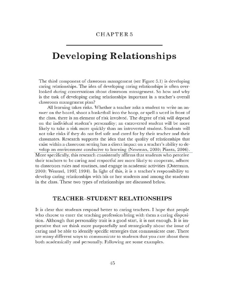 Chapter 5 PDF Developing Relationships Classroom Management The ...