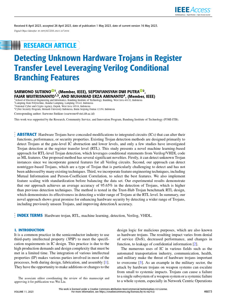 Detecting Unknown Hardware Trojans in Register Transfer Level ...