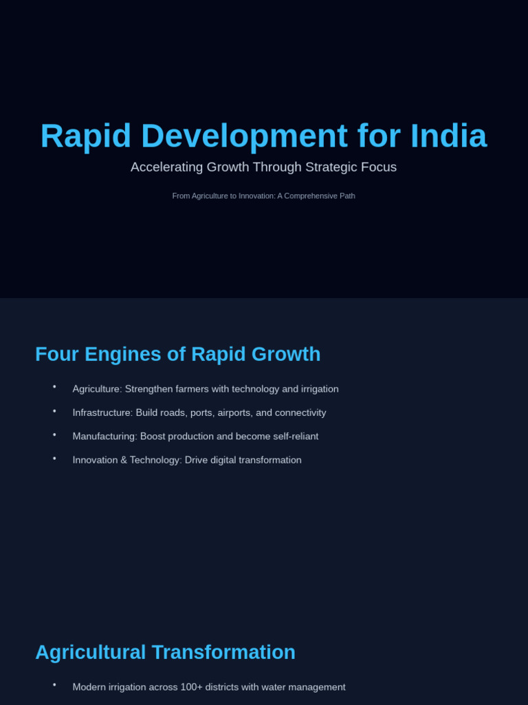 India's Rapid Growth Strategy 2023 | PDF | Infrastructure | Agriculture