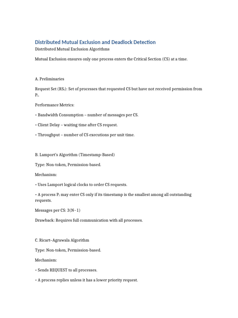 Distributed Mutex Deadlock | PDF