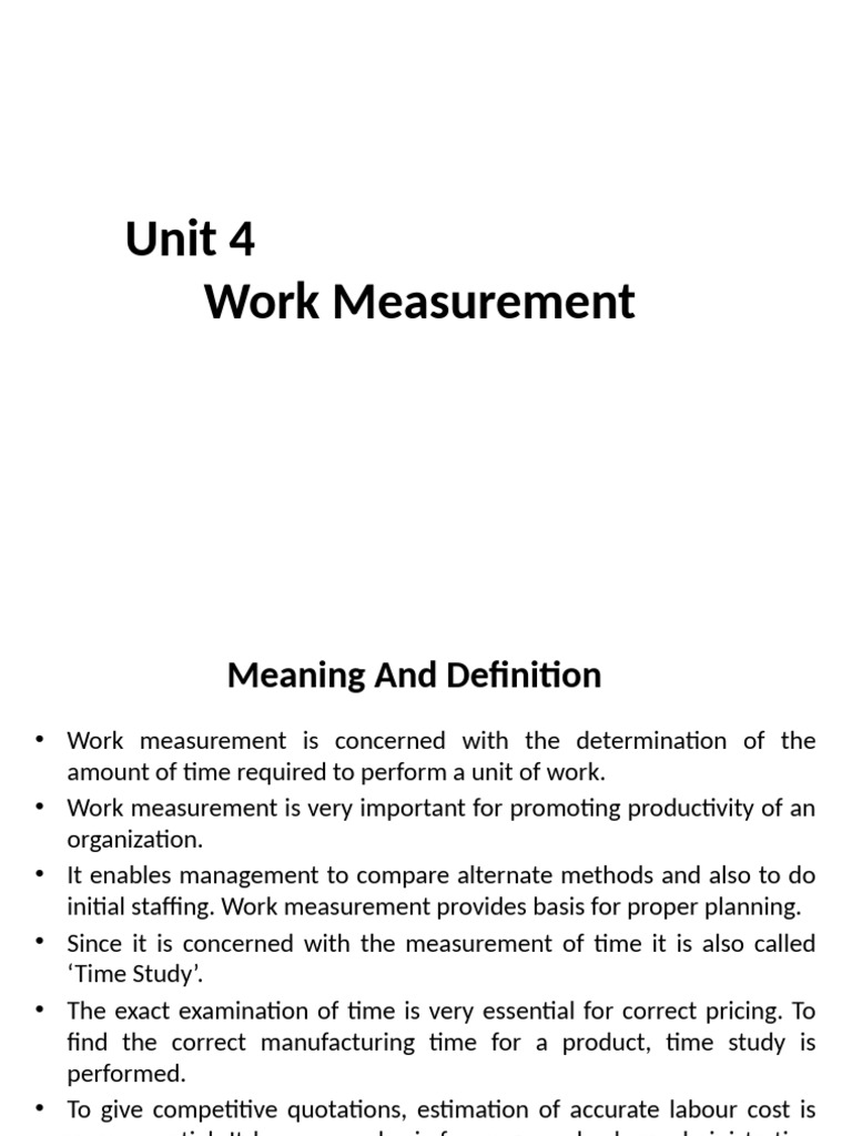 Unit 4-Work Measurement | PDF