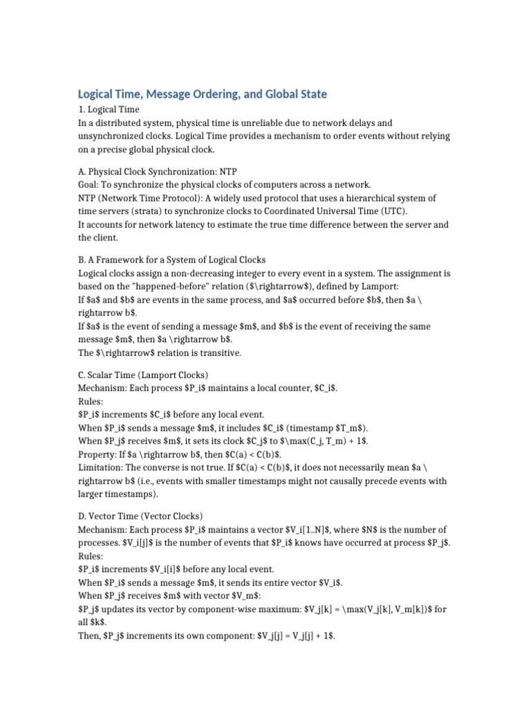 Logical Time and Snapshot Full | PDF | Communications Protocols ...