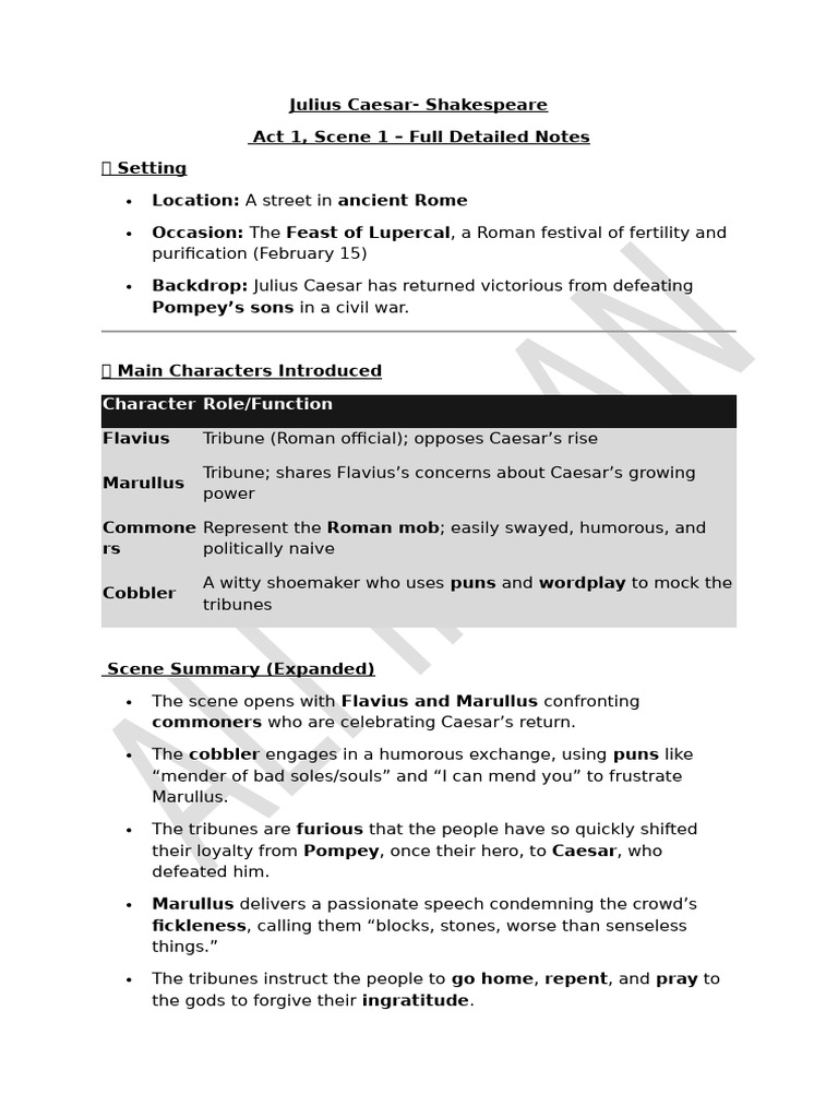 Julius Caesar Act 1 Scene 1 | PDF | Julius Caesar | Pompey