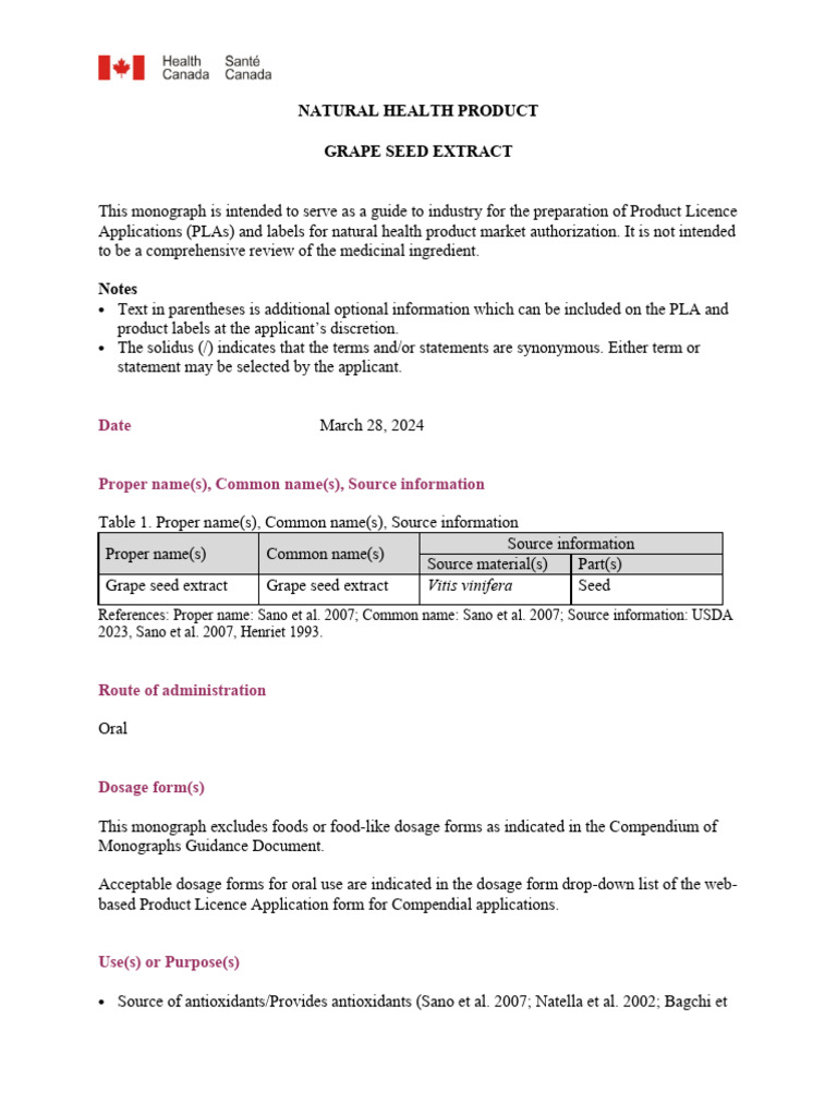 Mono Grape Seed Extract English | PDF | Allergy | Polyphenol