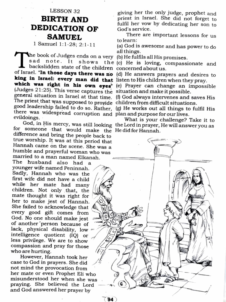 Children Sts Lesson 32 - Birth and Dedication of Samuel | PDF | Samuel ...
