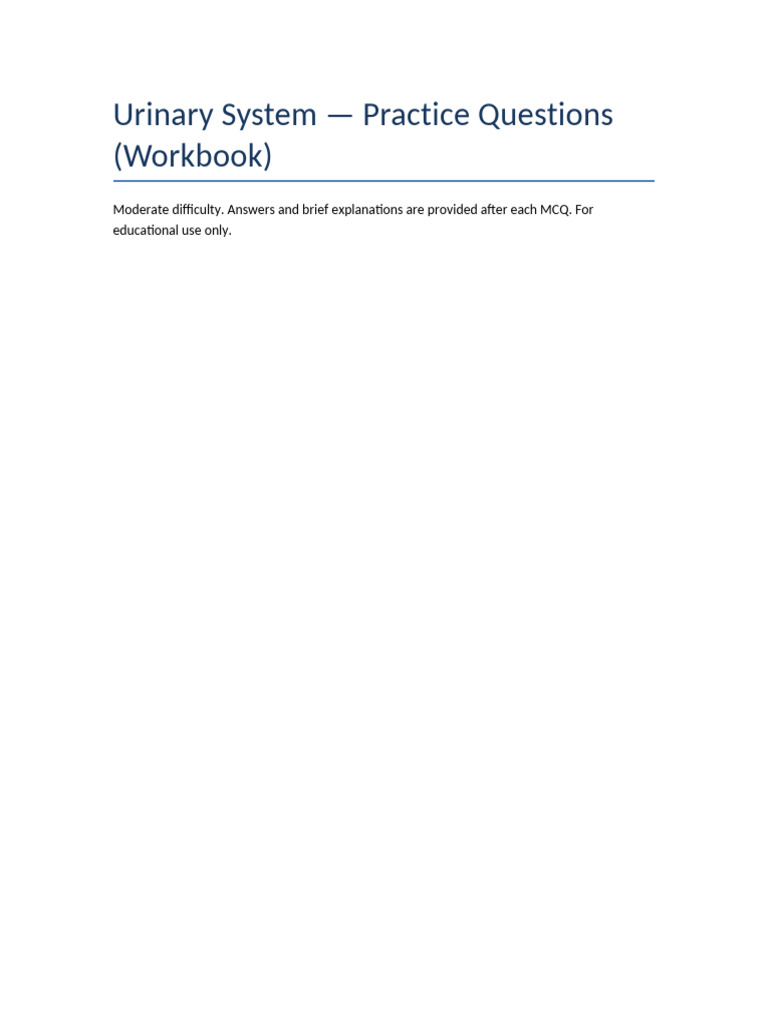 Urinary System Workbook Version | PDF | Kidney | Urinary System
