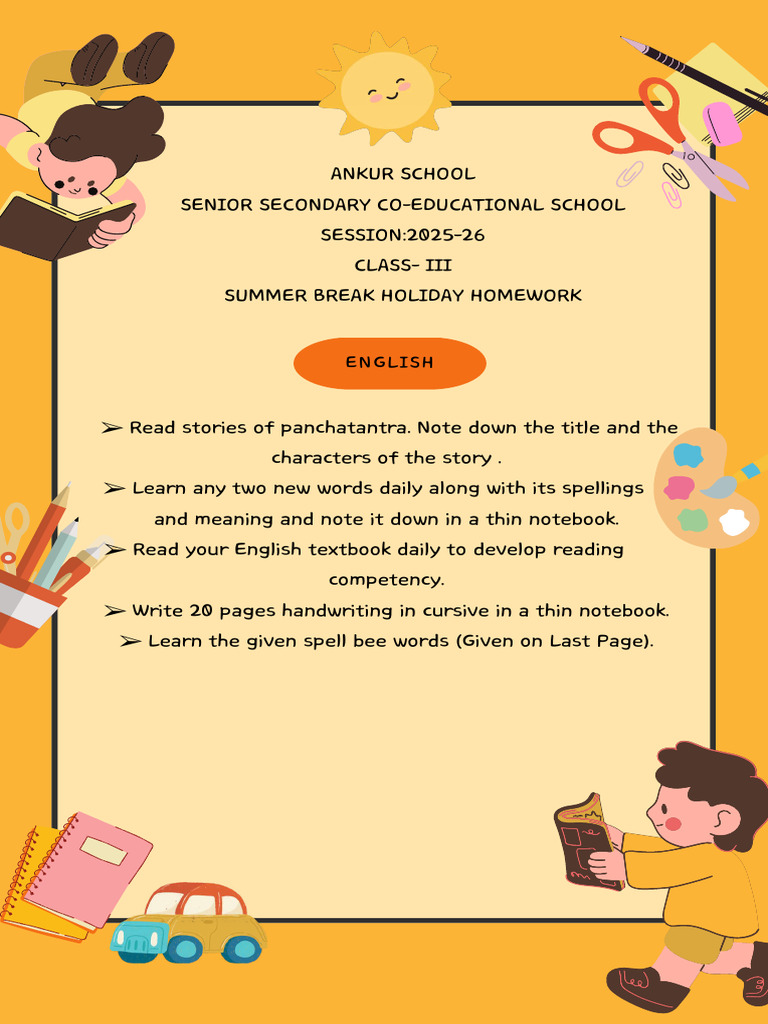 All Subjects Holiday Homework | PDF