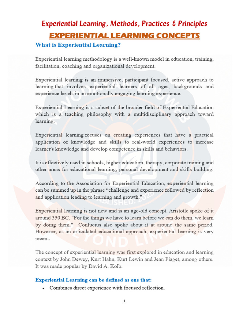 Understanding Experiential Learning Concepts | PDF | Learning ...