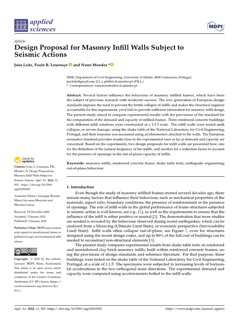 Seismic Design of Masonry Infill Walls | PDF | Earthquake Engineering ...