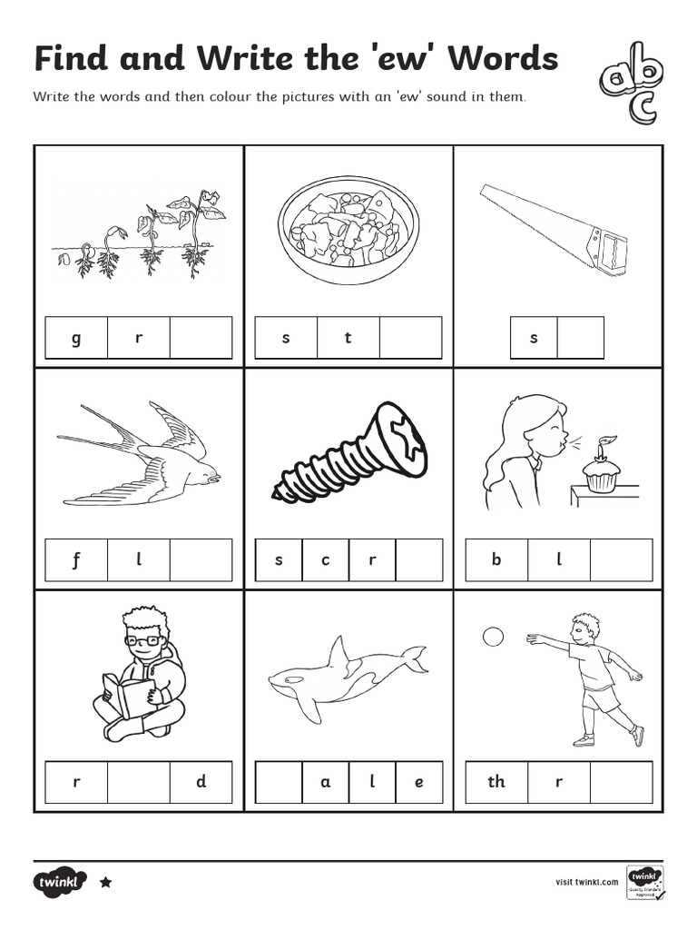 T L 8496 Find and Write The Ew Words Differentiated Activity Sheets Ver ...